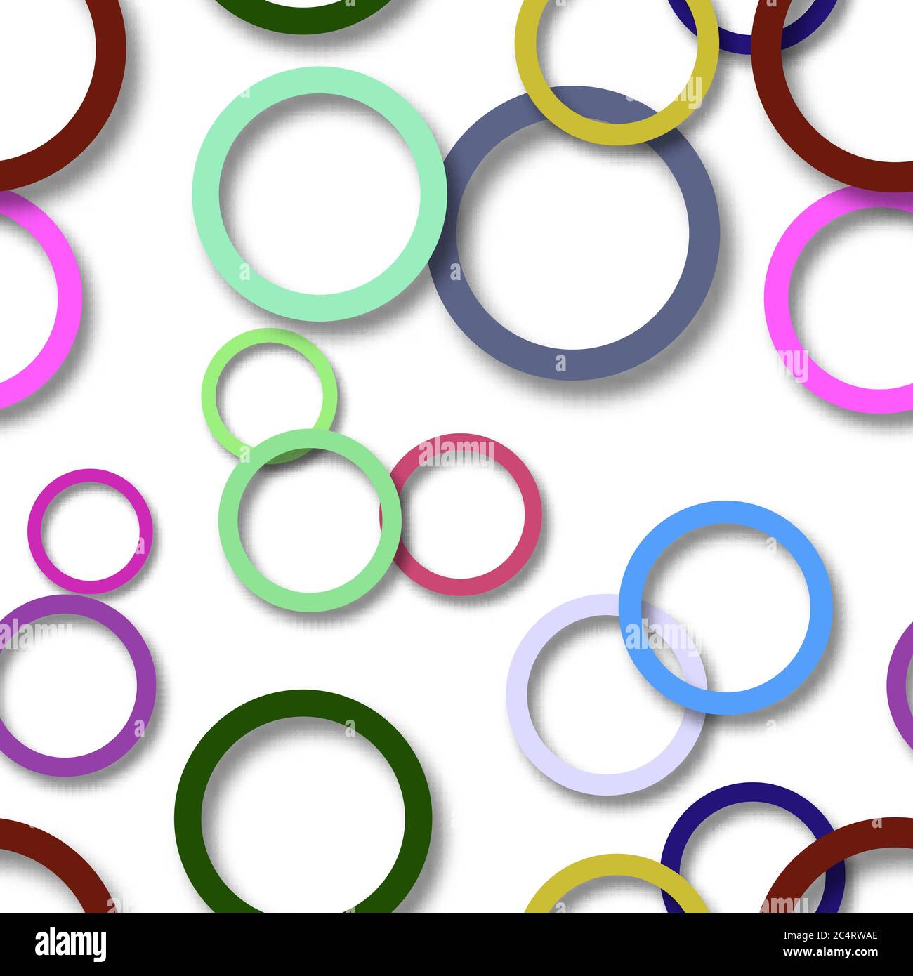 Abstract seamless pattern of randomly arranged colored rings with soft ...
