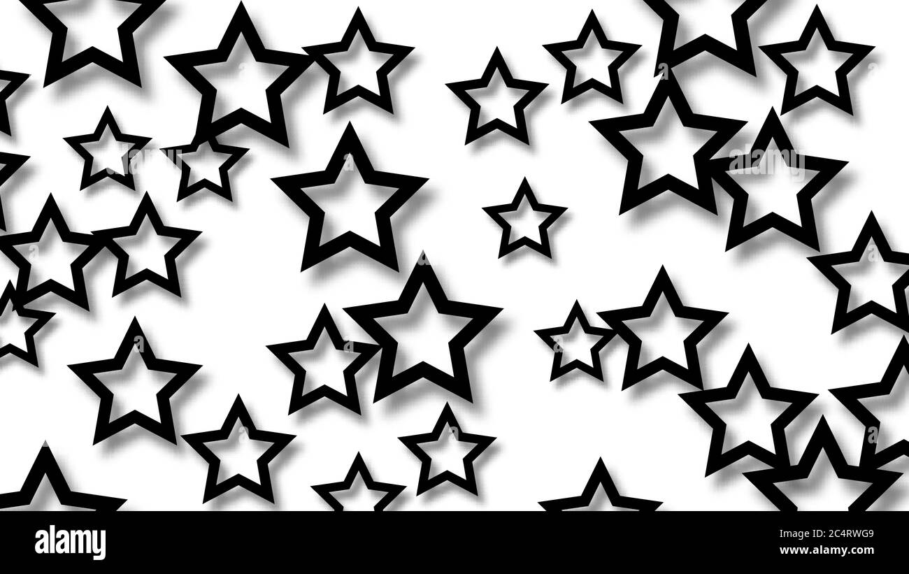 Abstract illustration of randomly arranged black stars with soft ...