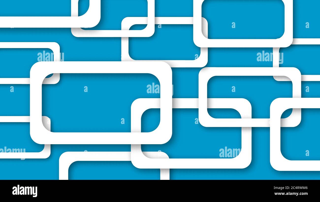Abstract illustration of randomly arranged white rectangle frames with ...