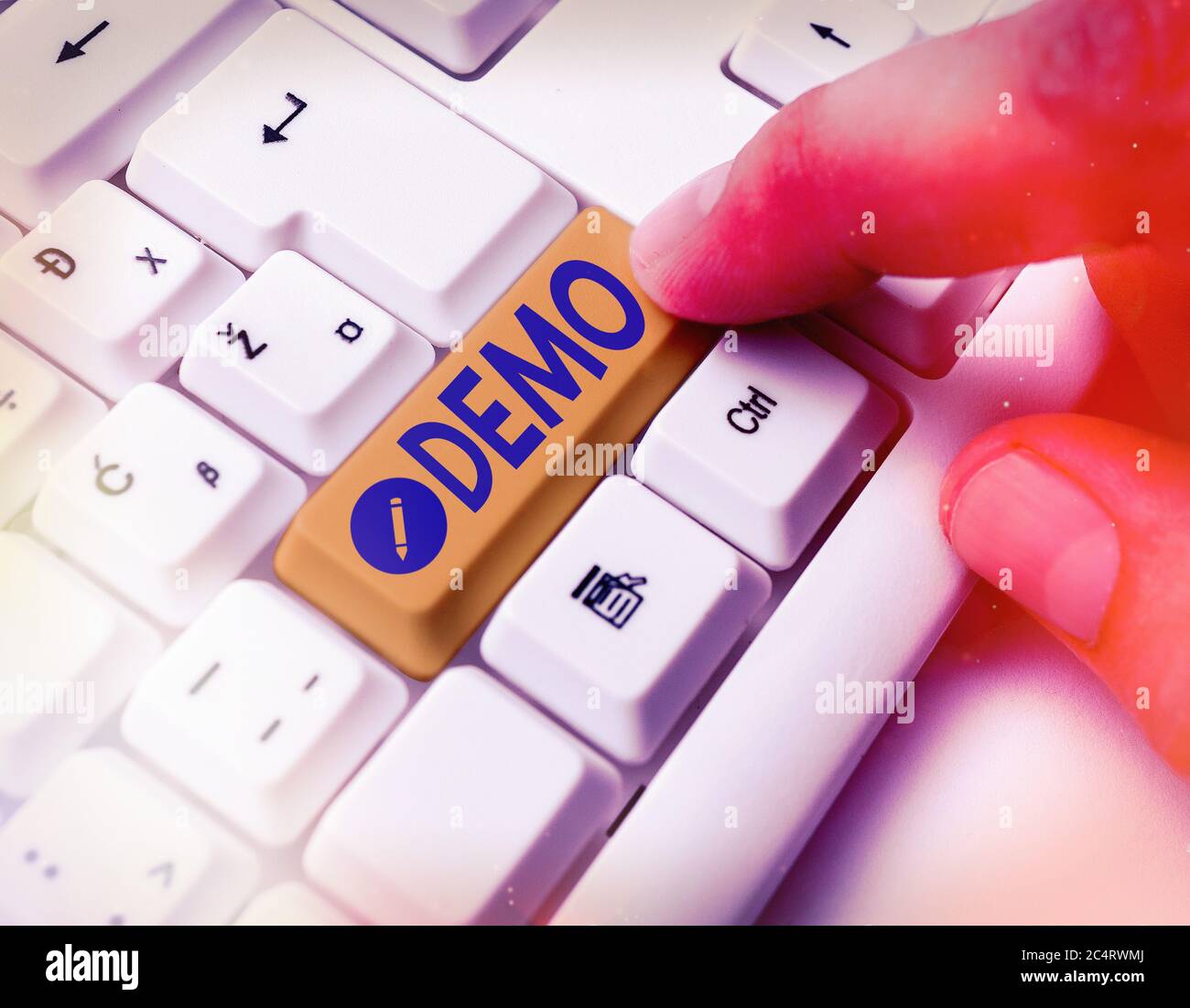 Writing note showing Demo. Business concept for exemplification display ...