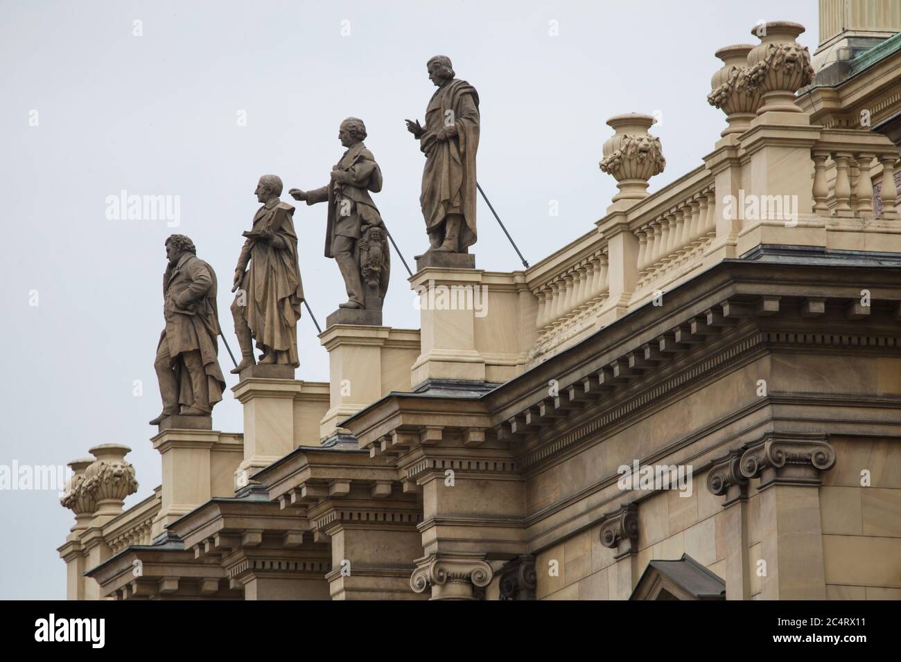 Statues of German composers on the roof of the Rudolfinum in Staré ...