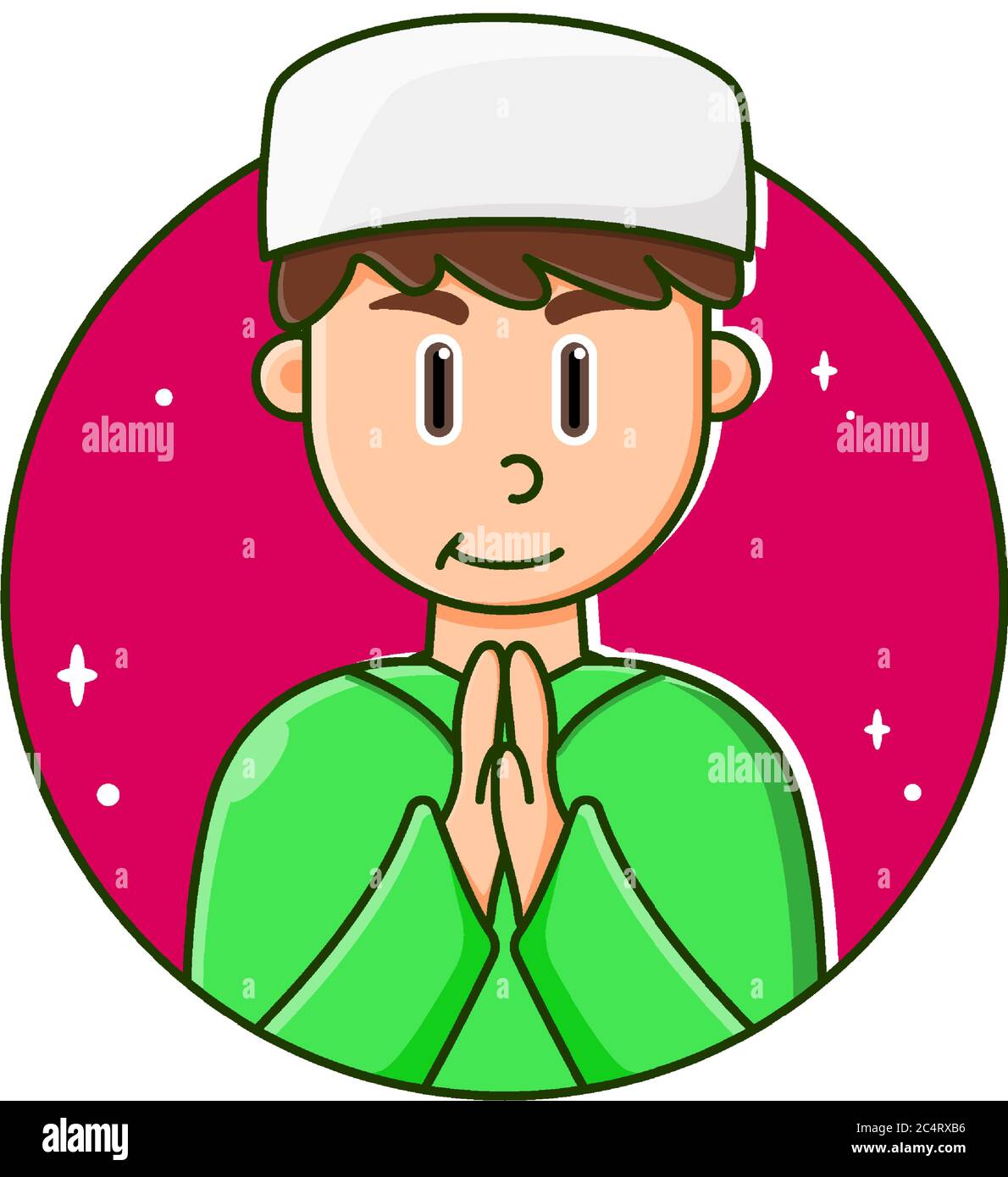 young boy character muslim greeting namaste Stock Vector Image & Art ...