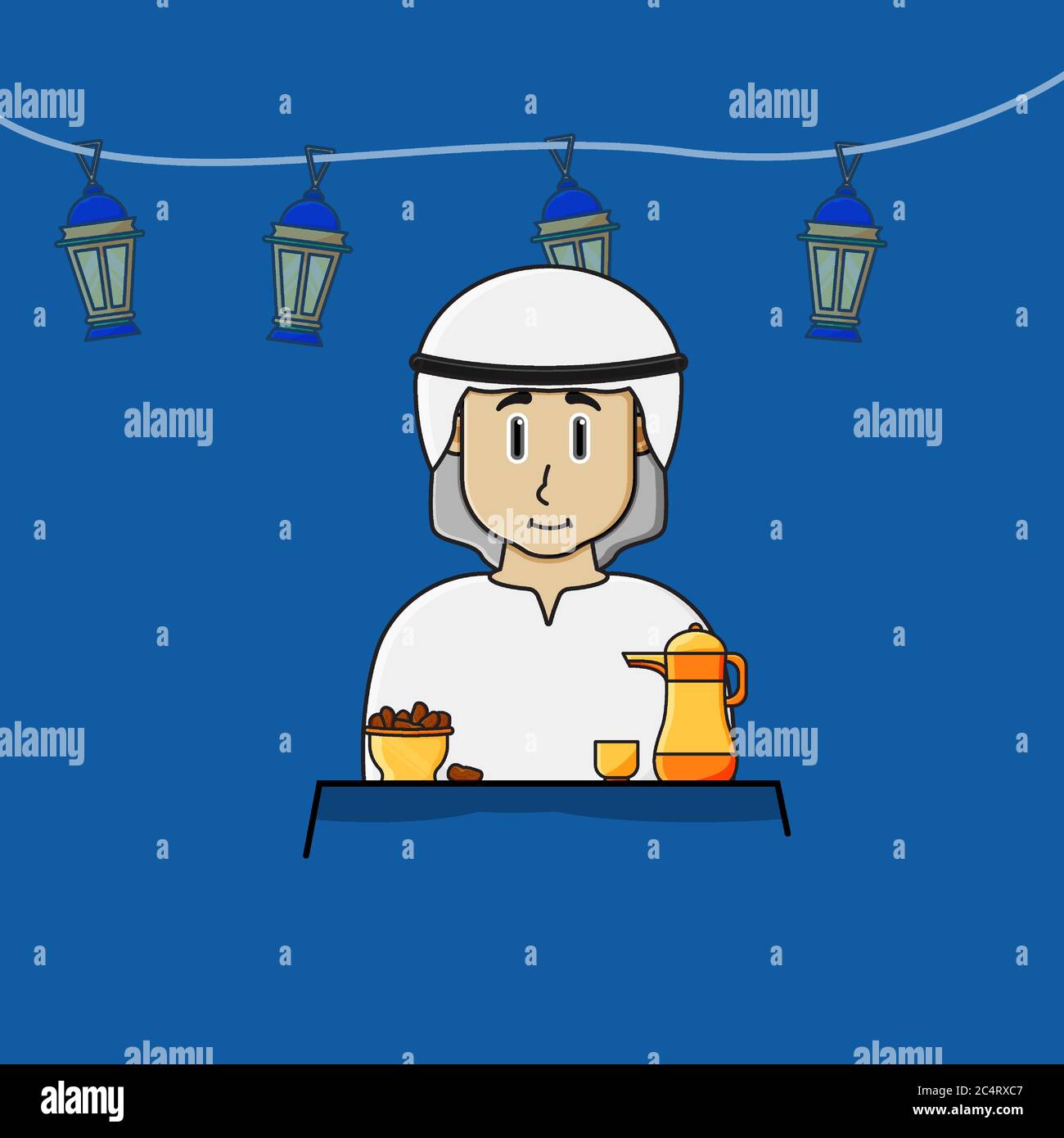 character person arab use turban vector - iftar party illustration with ...