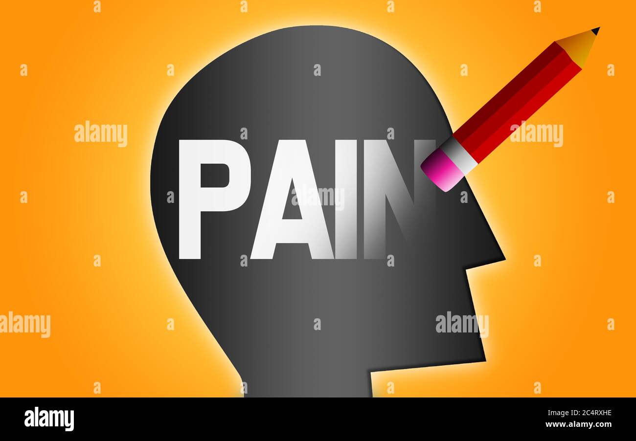 Erase pain word from human head, 3D rendering Stock Photo - Alamy