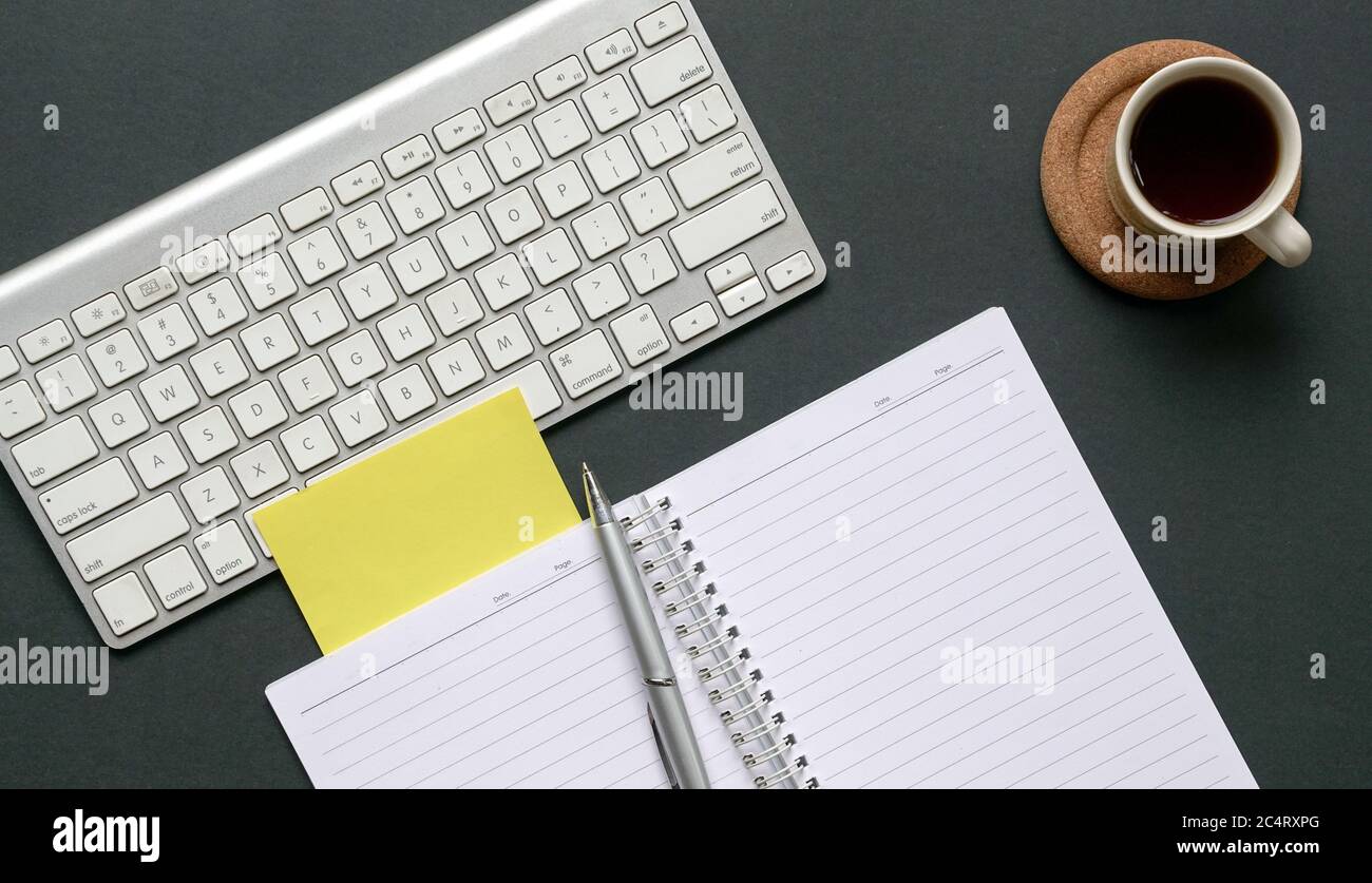 Top view notepad keyboard hi-res stock photography and images - Alamy