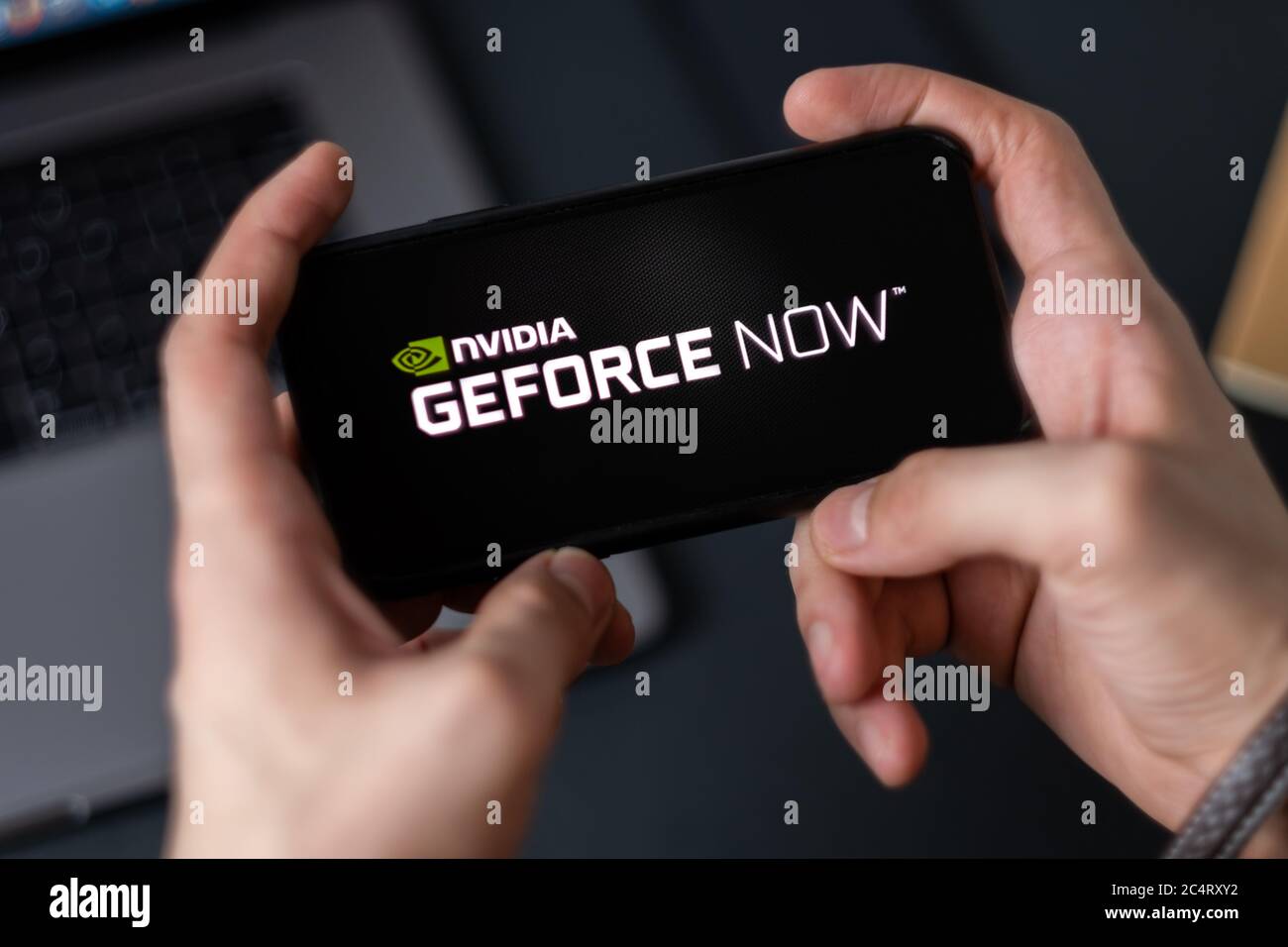 Geforce Now logo on smartphone screen Stock Photo - Alamy