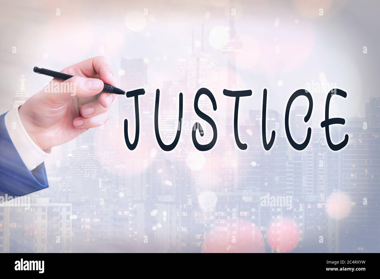 Conceptual hand writing showing Justice. Concept meaning use of power ...