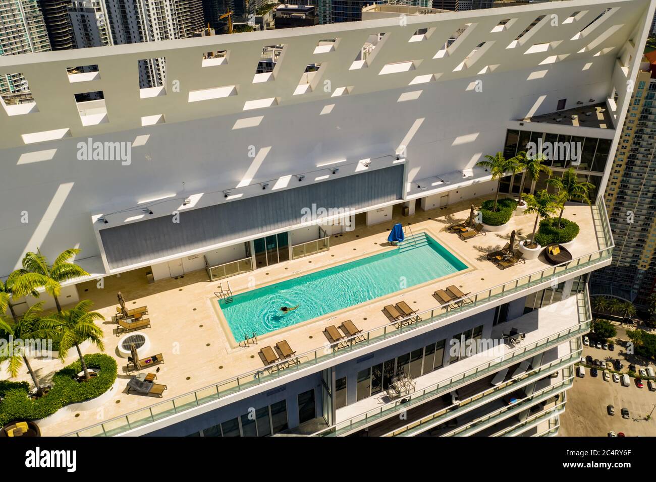 Aerial photo Brickell House condominium residences roftop swimming pool ...
