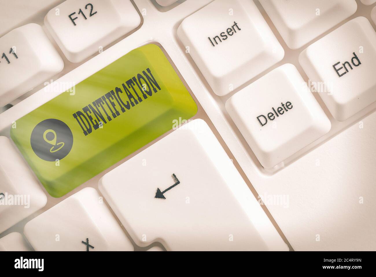 Writing note showing Identification. Business concept for an action or ...