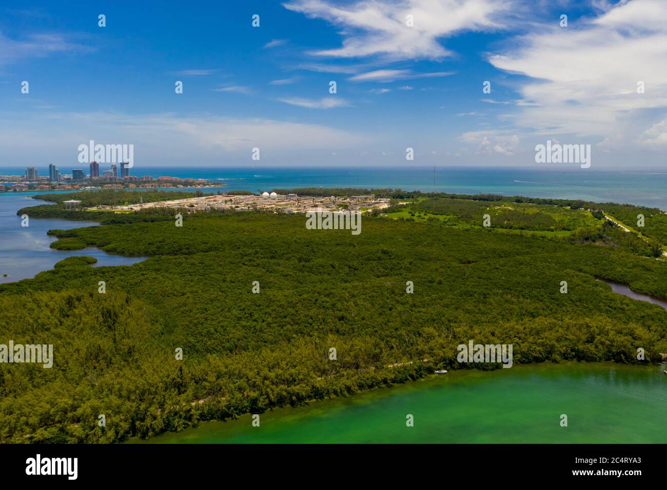 Aerial photo colorful Virginia Key Miami FL Stock Photo - Alamy