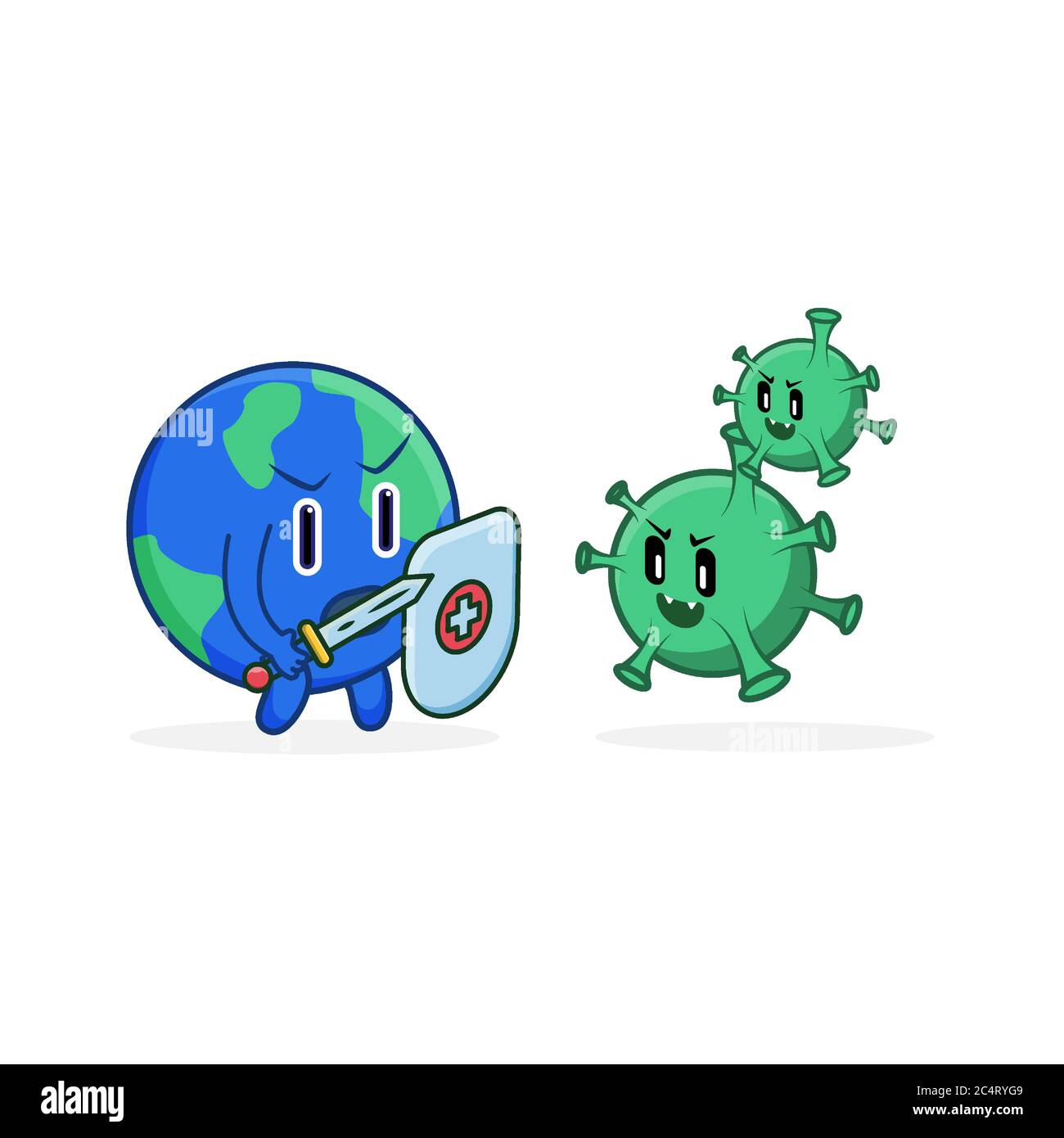 cute character vector earth fight with virus Stock Vector Image & Art ...