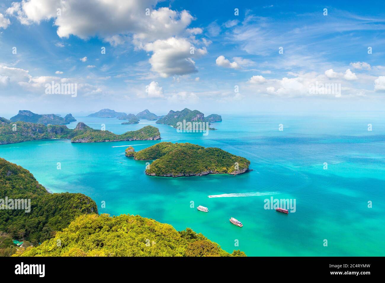 Panoramic aerial view of Mu Ko Ang Thong National Park, Thailand in a ...