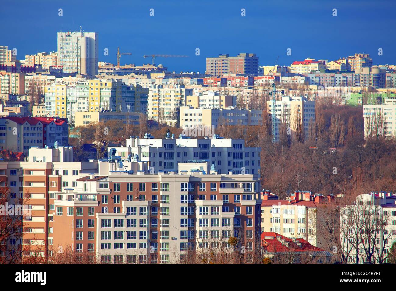 Residential district with modern buildings . Buiucani district of ...