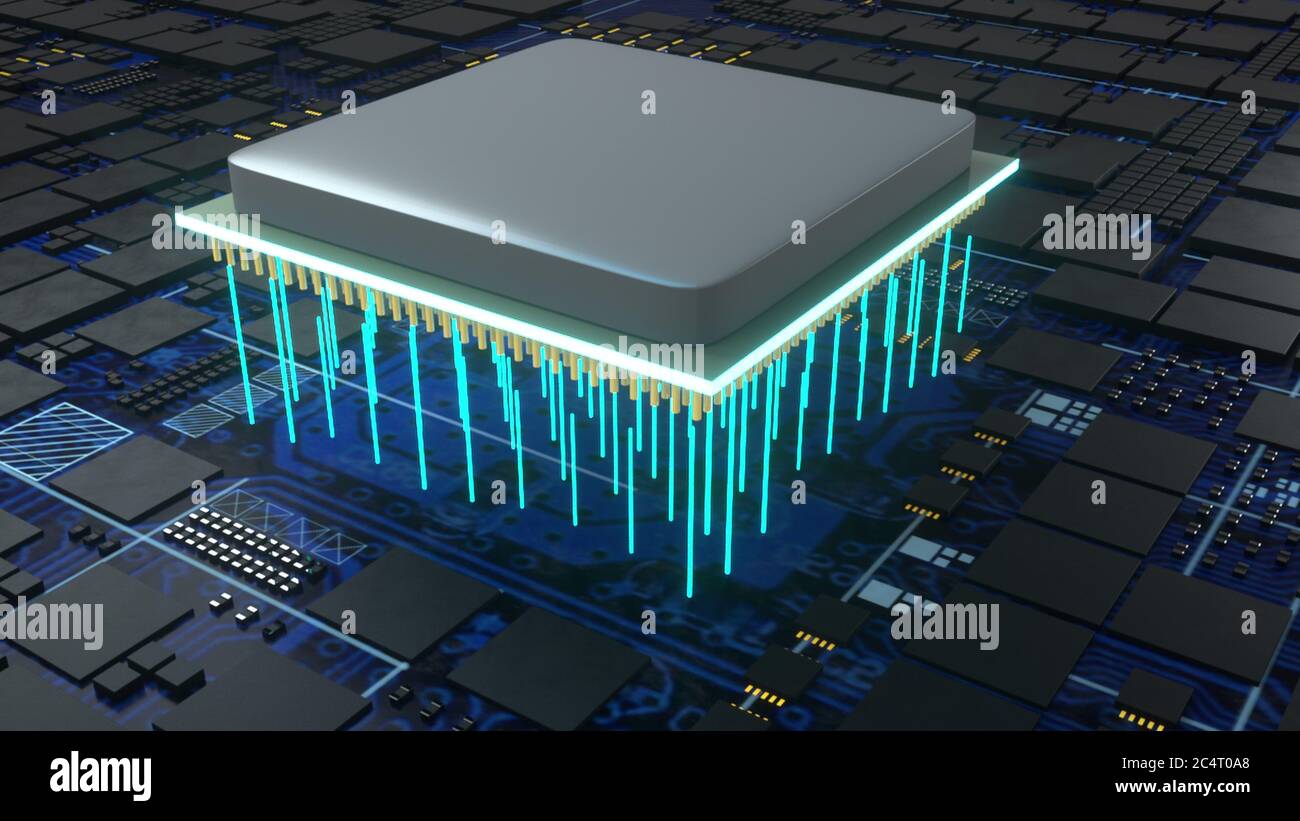 Central Computer Processors, computer generated. 3d rendering of CPU ...