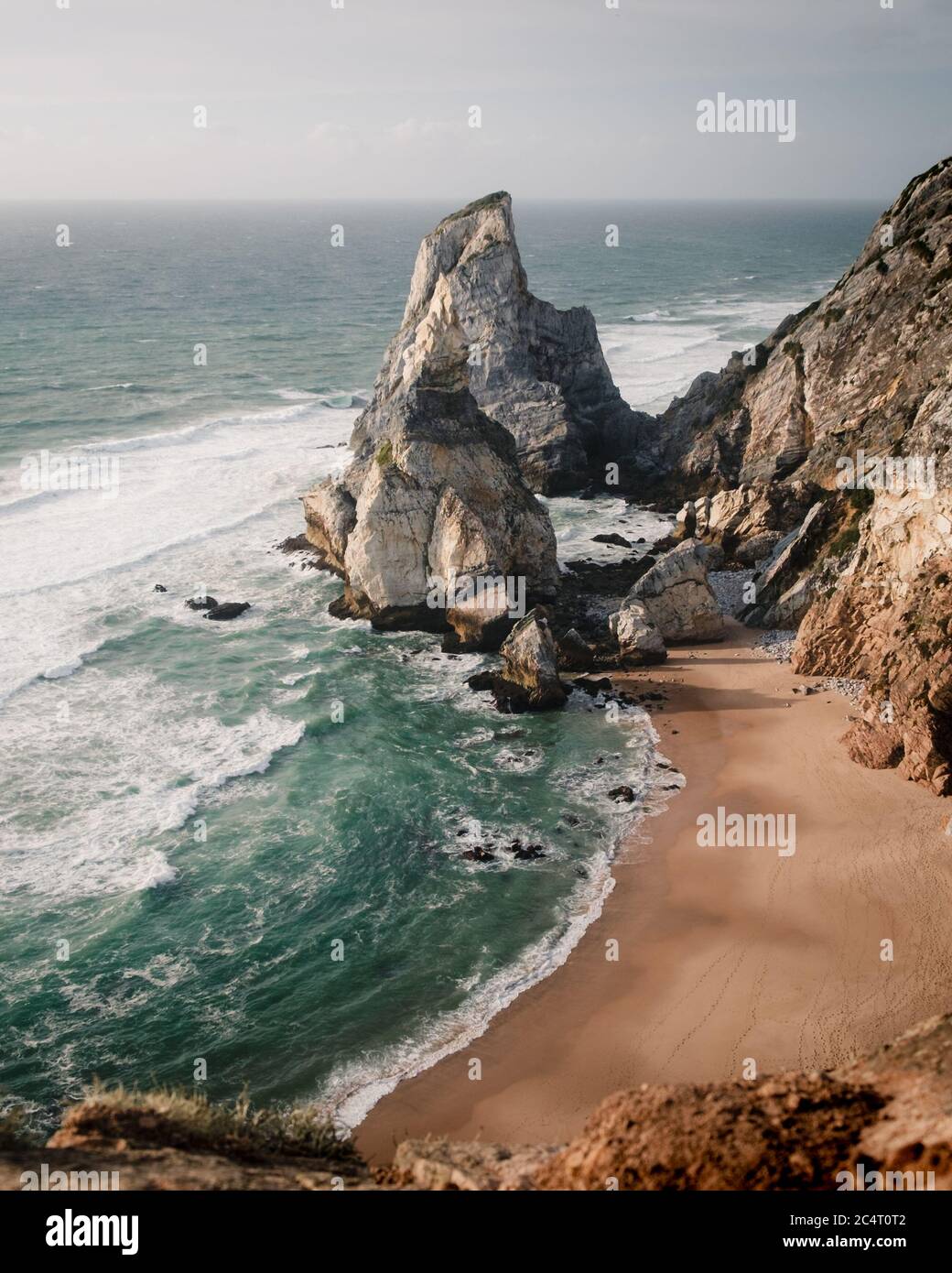 Aerial shot of Cabo da Roca Colares on a stormy weather Stock Photo - Alamy