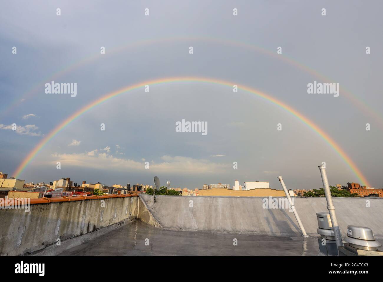 A double rainbow is seen on LGBTQIAP + Pride Day in New York in the ...