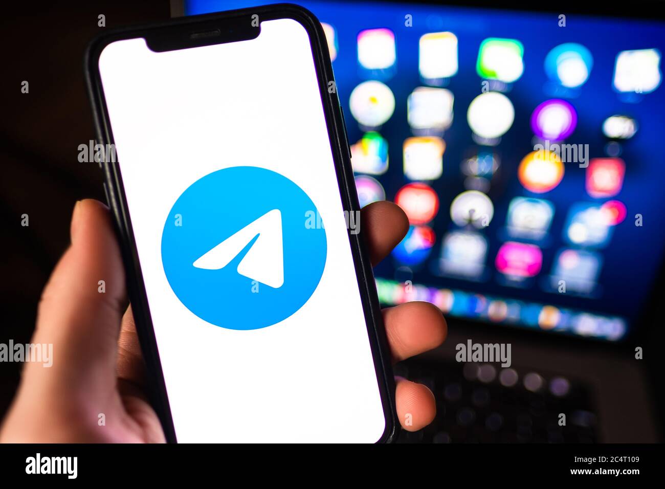 Telegram messenger logo on smartphone screen Stock Photo - Alamy