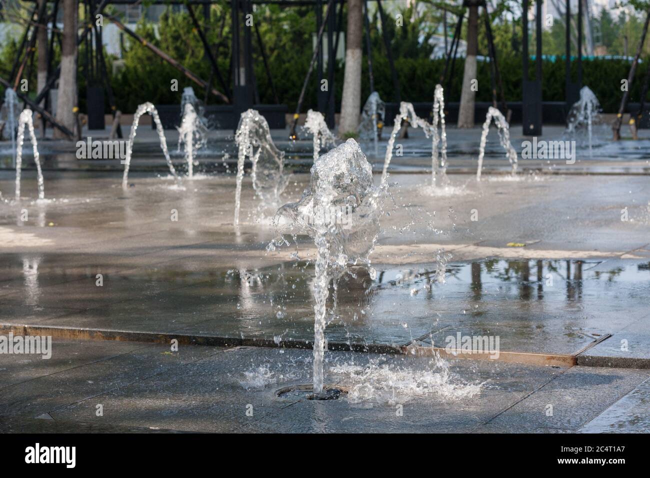 Close-up of an outdoor fountain and marble pool Stock Photo - Alamy