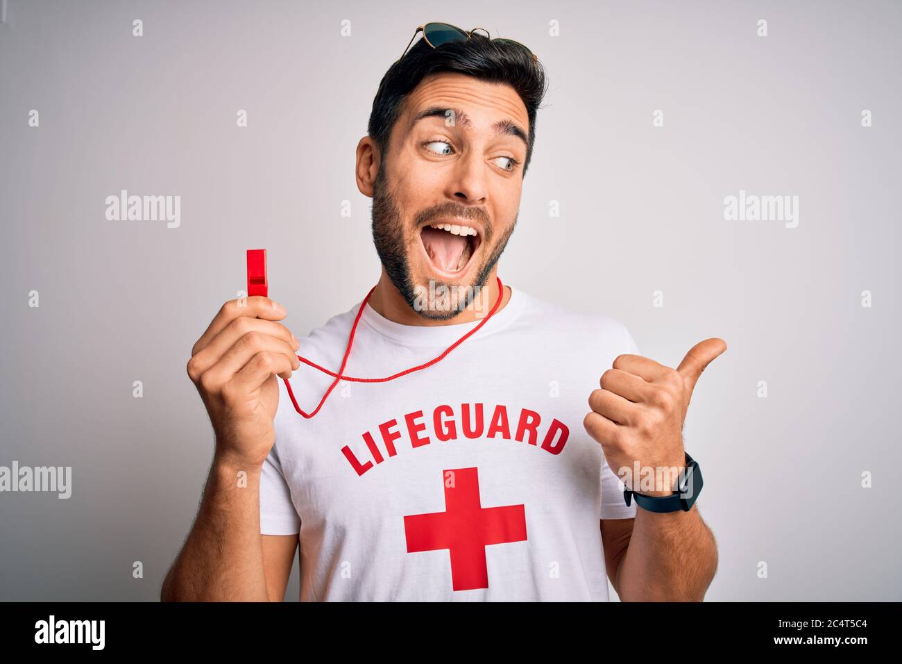 Worker pointing showing safe hi-res stock photography and images - Alamy