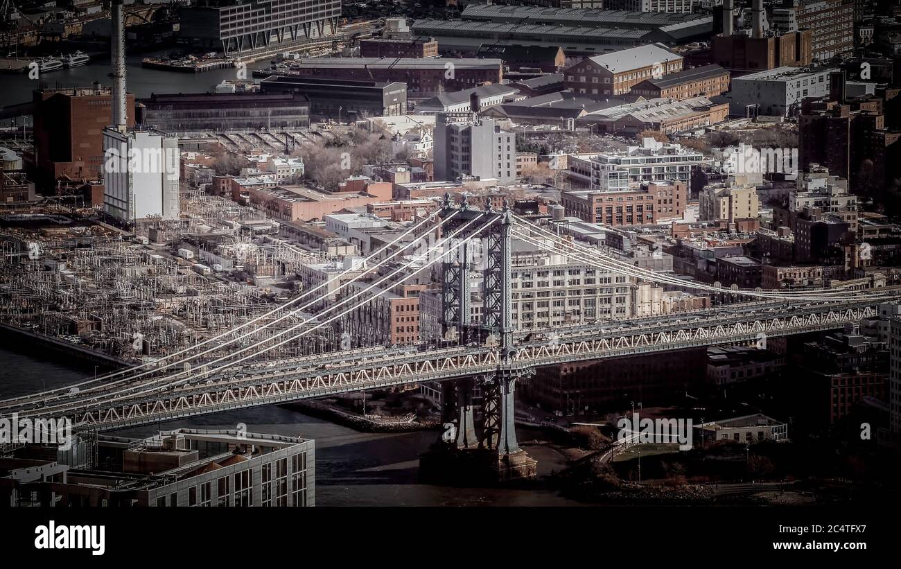 Manhattan Bridge from above amazing aerial view Stock Photo - Alamy