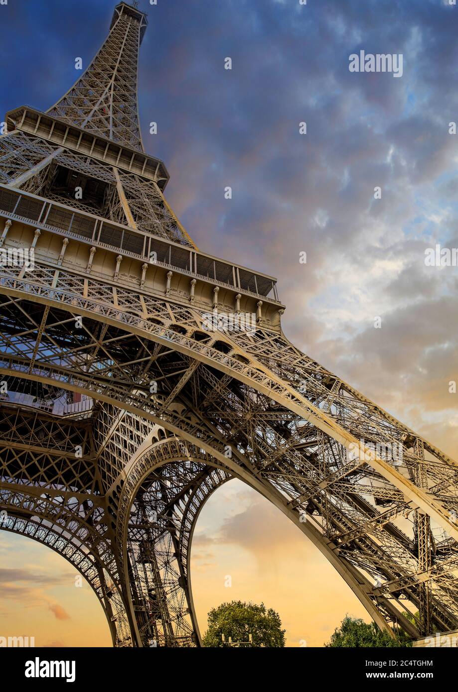Low angle shot of the Eiffel Tower in Paris, France Stock Photo - Alamy