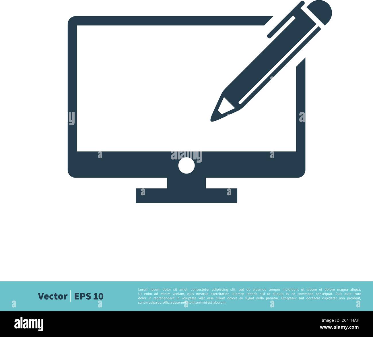 Screen and Pencil Icon Vector Logo Template Illustration Design. Vector ...