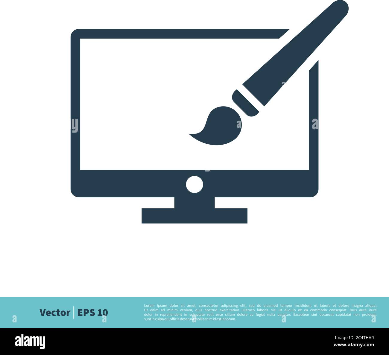 Screen and Paint Brush Icon Vector Logo Template Illustration Design ...