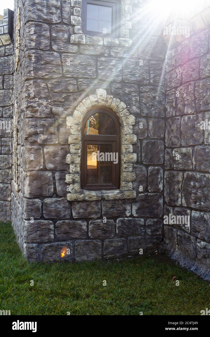 Old historic gray castle in sunny summer weather Stock Photo - Alamy