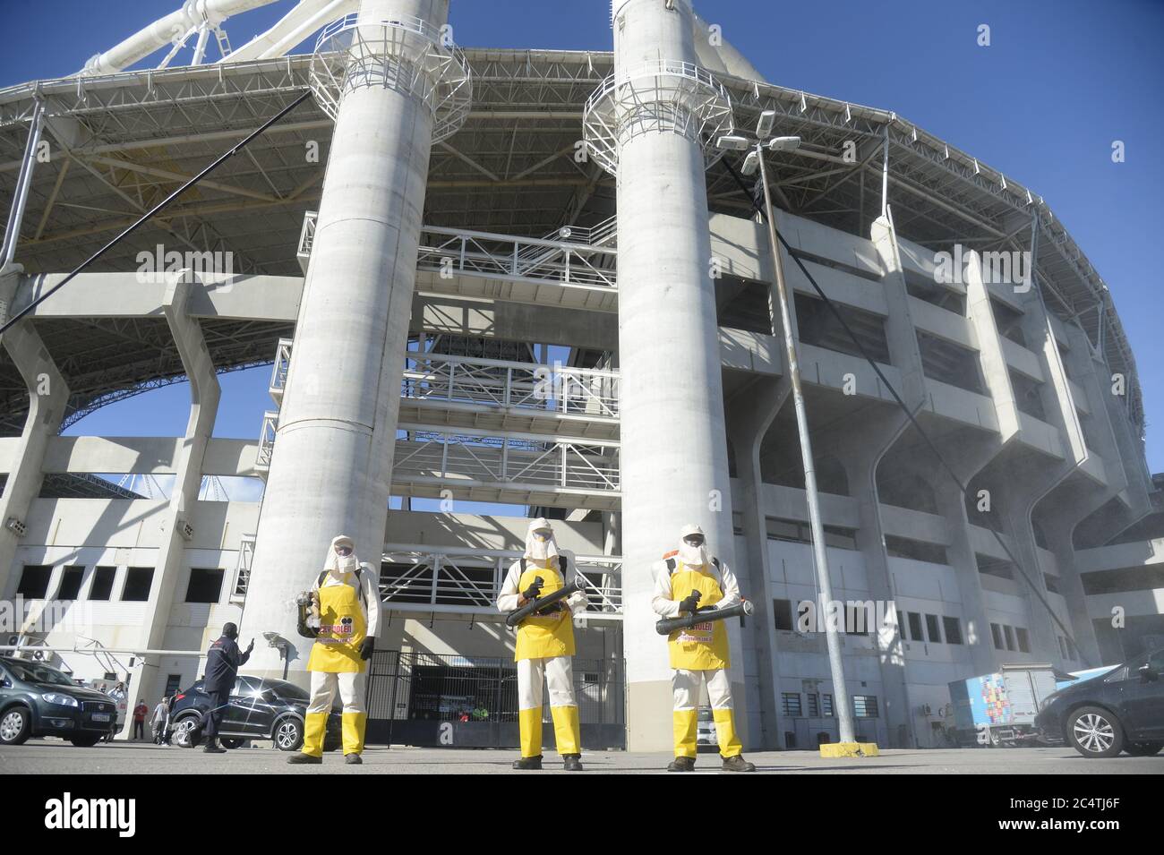 Cleaning in football stadiums, for the matches of the Carioca football ...