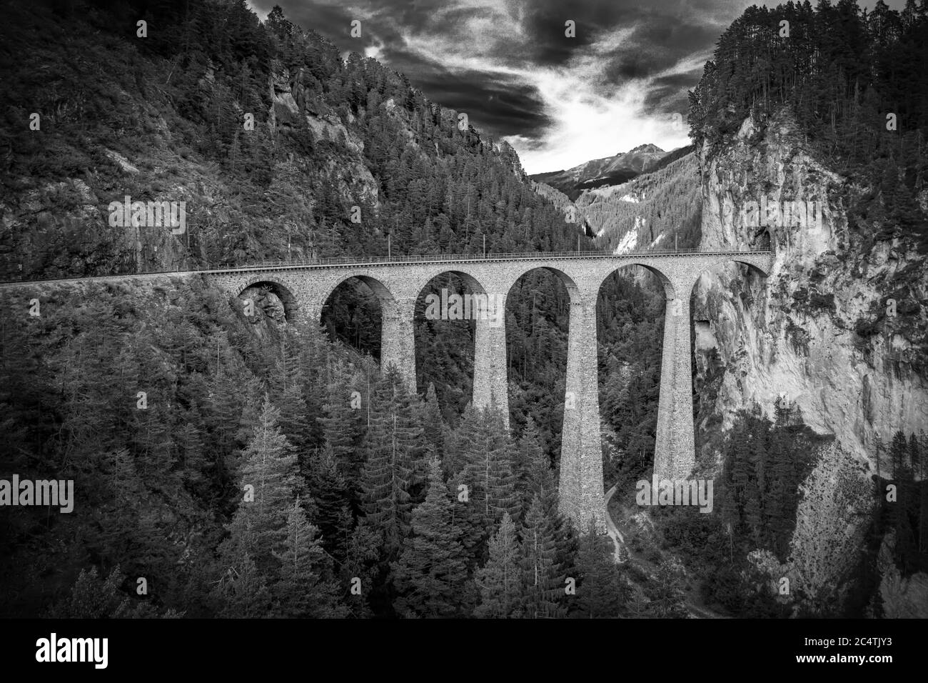 Famous viaduct near Filisur in the Swiss Alps called Landwasser Stock ...