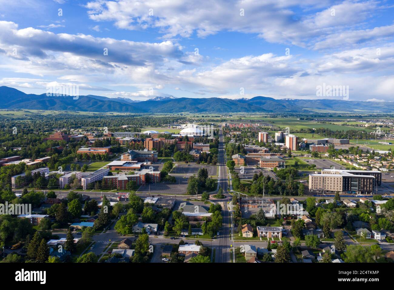 Aerial view of the campus at Montana State University, Bozeman Stock ...