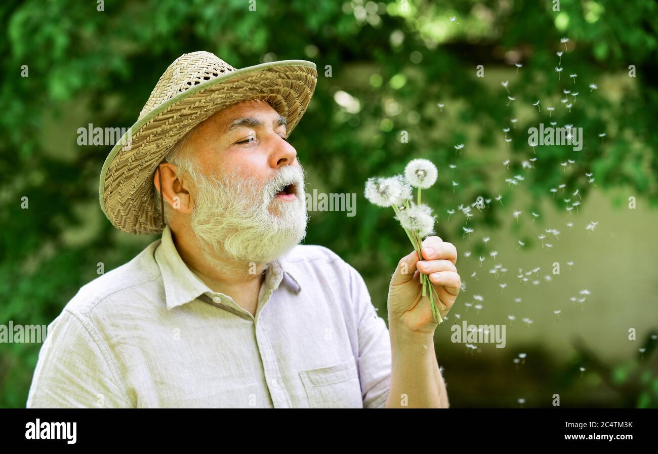 Spring in my head. old age and aging. spring village country. symbol of ...