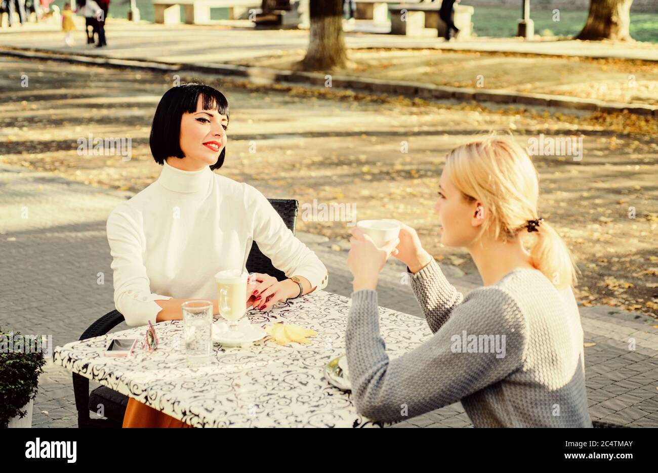 Friendship meeting. Female friendship. Trustful communication. Girls ...