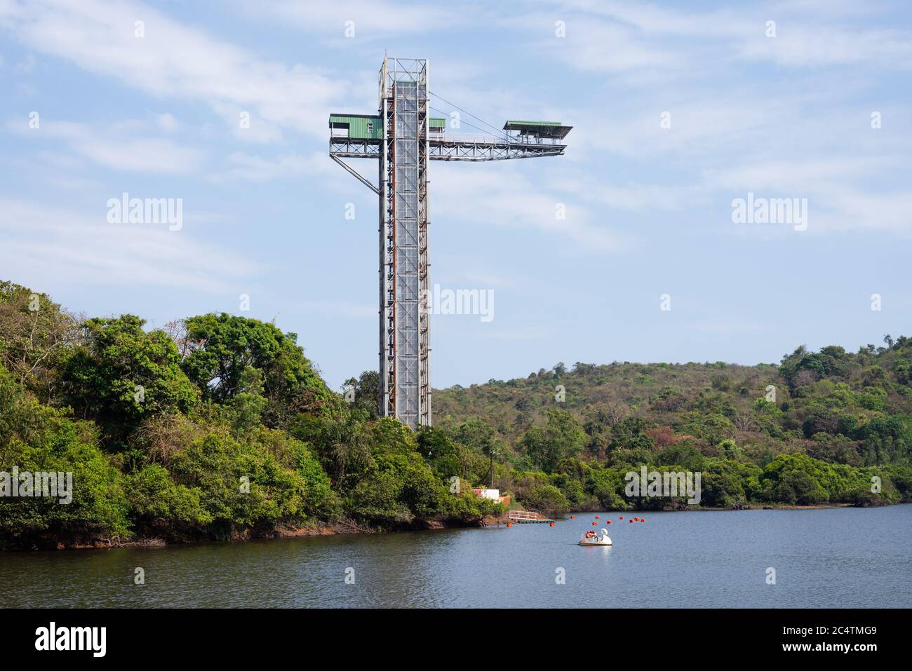 Beautiful shot of bungee jumping tower on the beach Stock Photo - Alamy