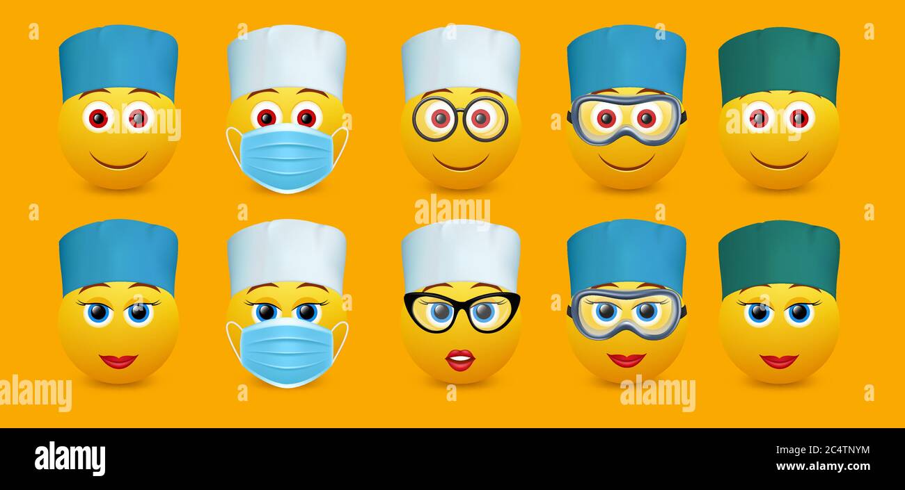 Doctor emoticon character set, vector isolated illustration Stock ...