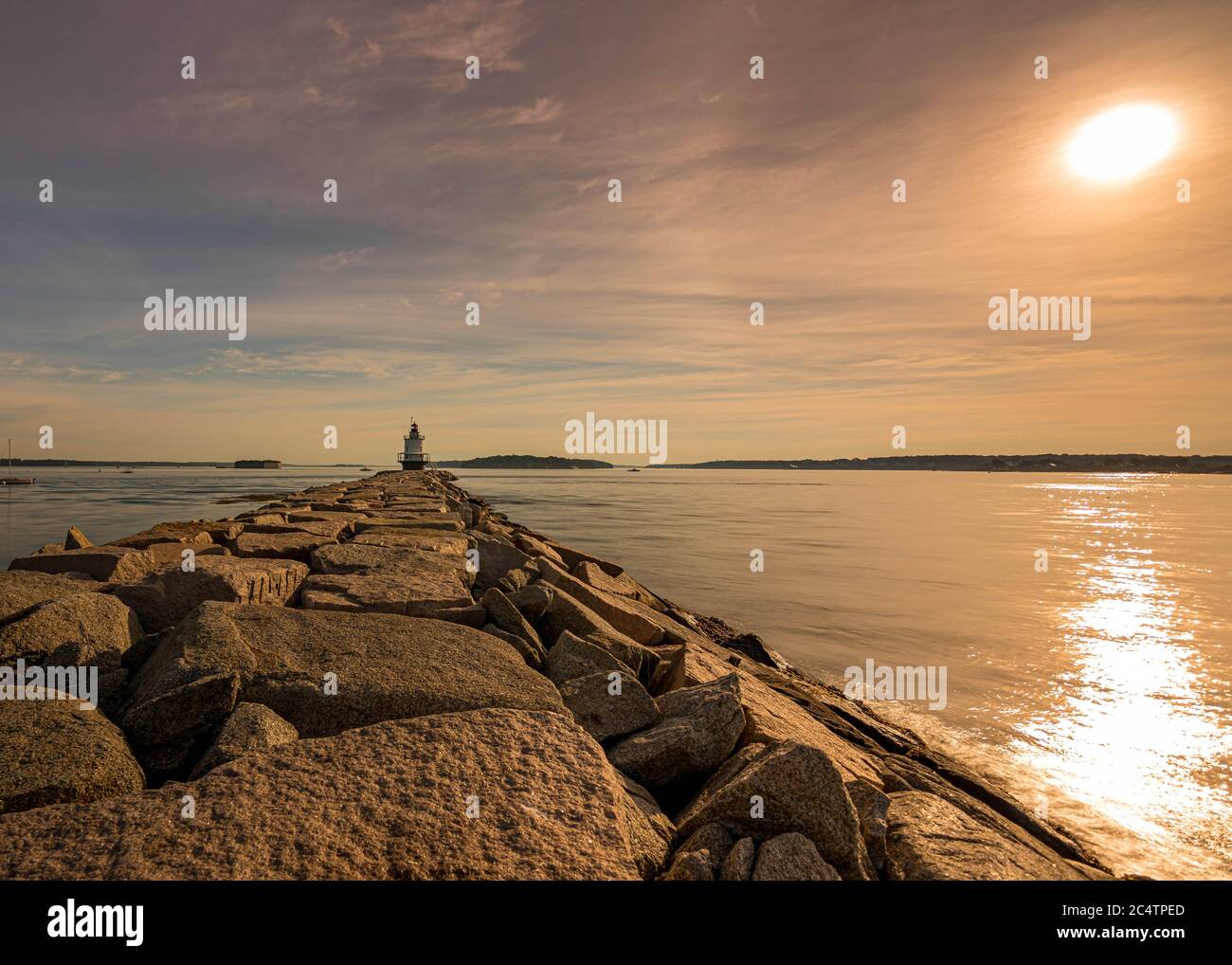 A view of a vintage lighthouse warning sailors of land ahead Stock ...
