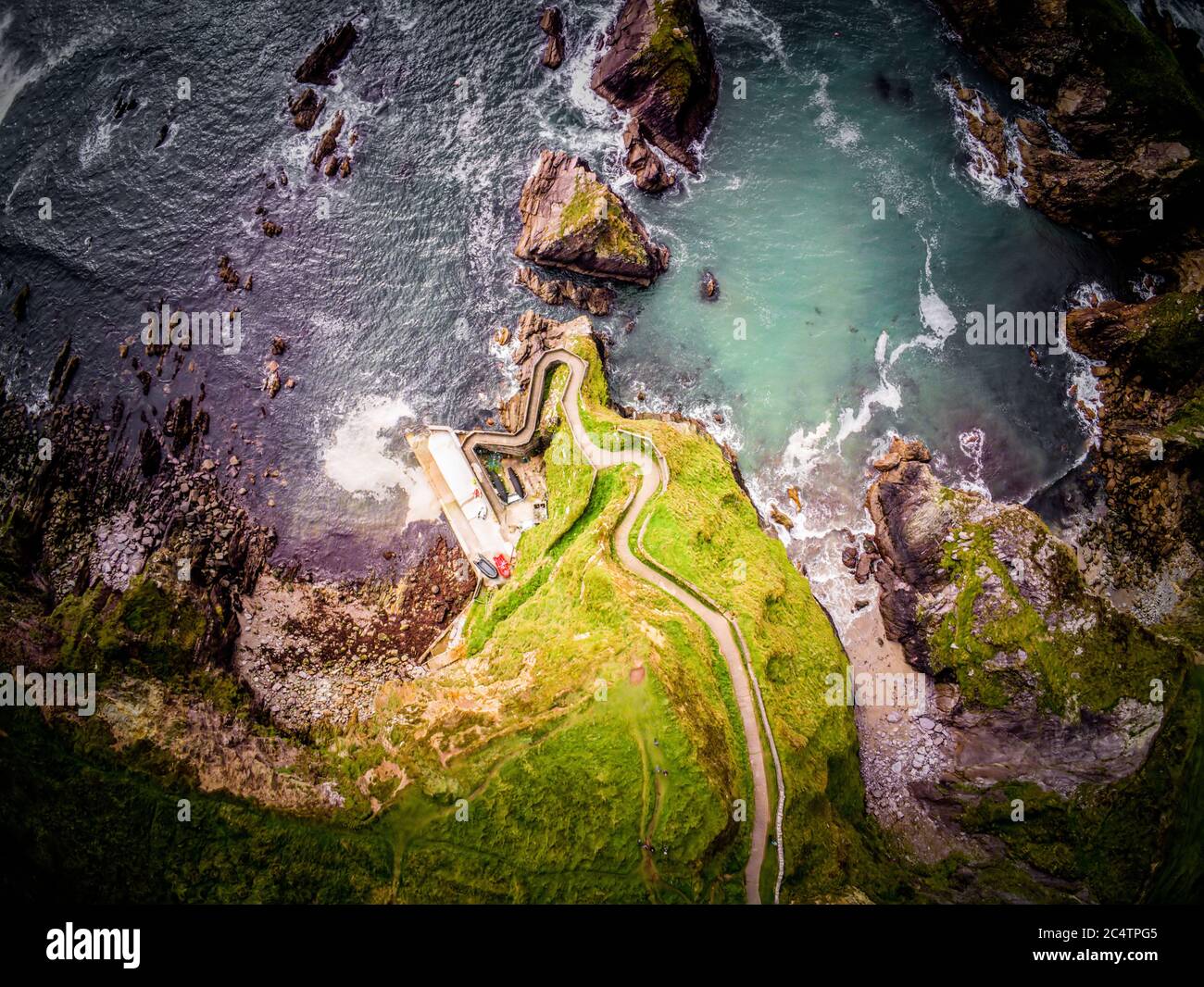 Amazing aerial view over Dunquin Pier Ireland on Dingle Peninsula Slea ...