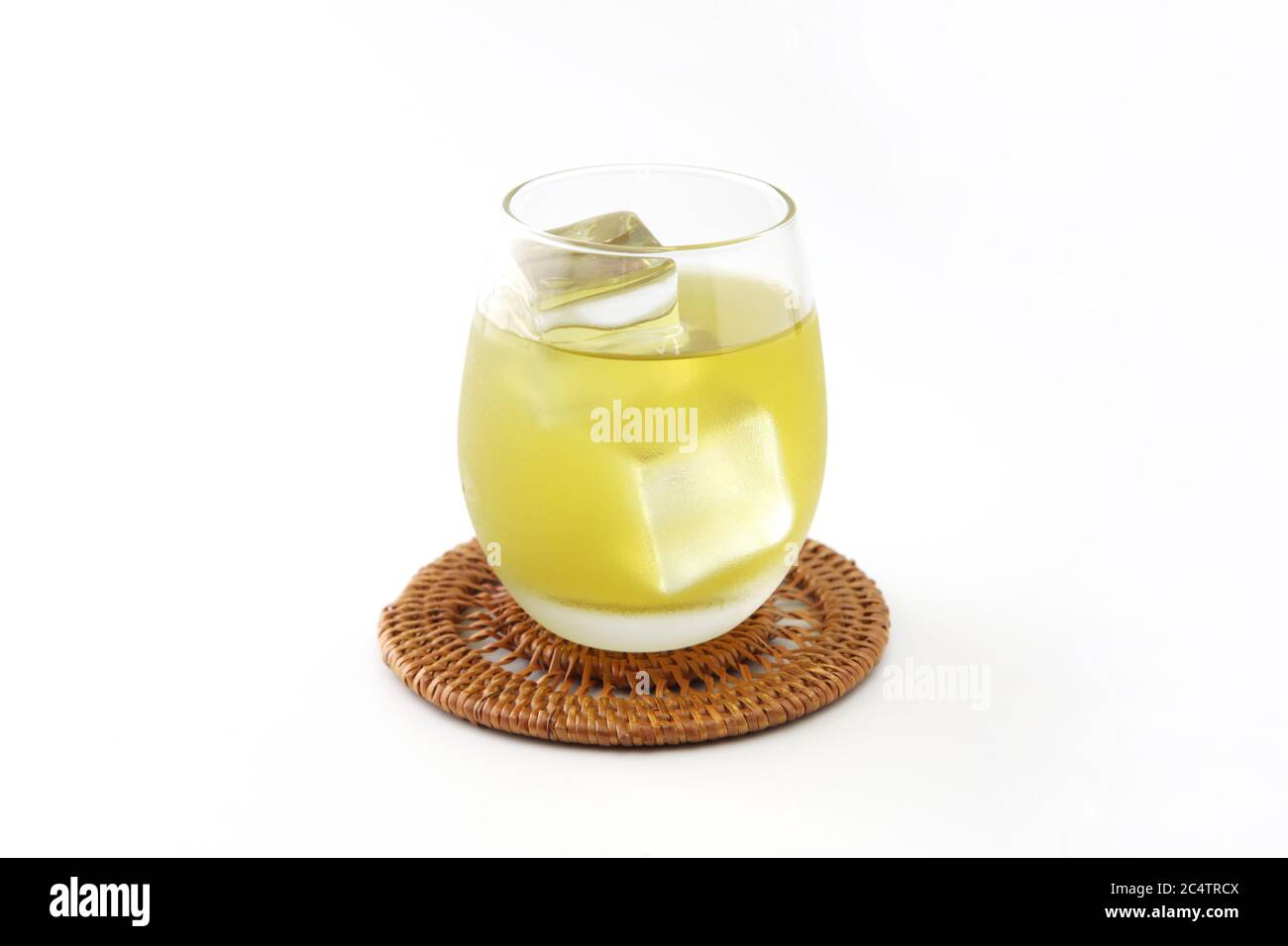 glass of cold green tea drink isolated on white background Stock Photo ...