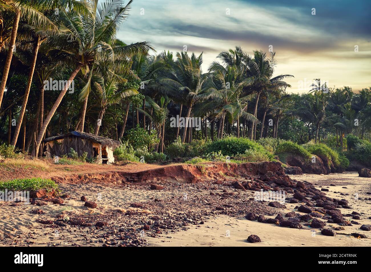 Beautiful tropical beach in Goa at sunset Stock Photo - Alamy