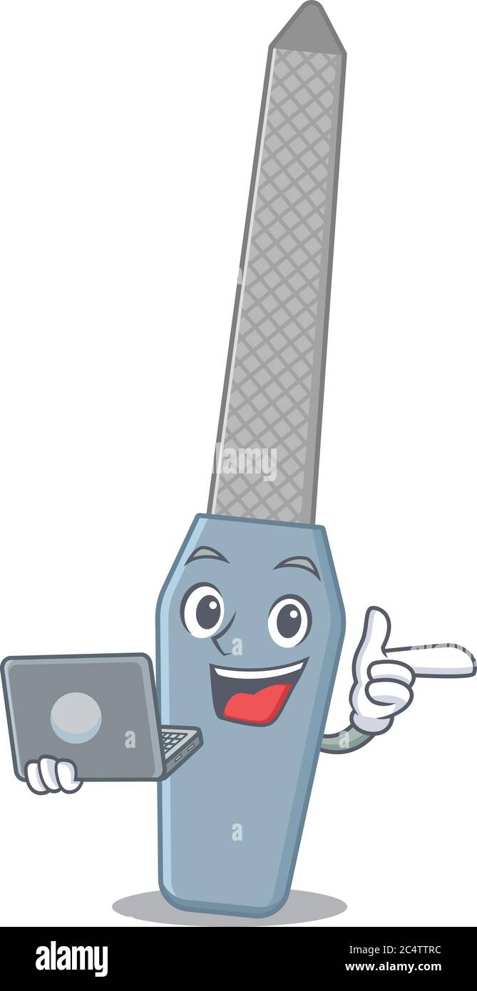 A neat cartoon character of nail file l working at home during pandemic ...