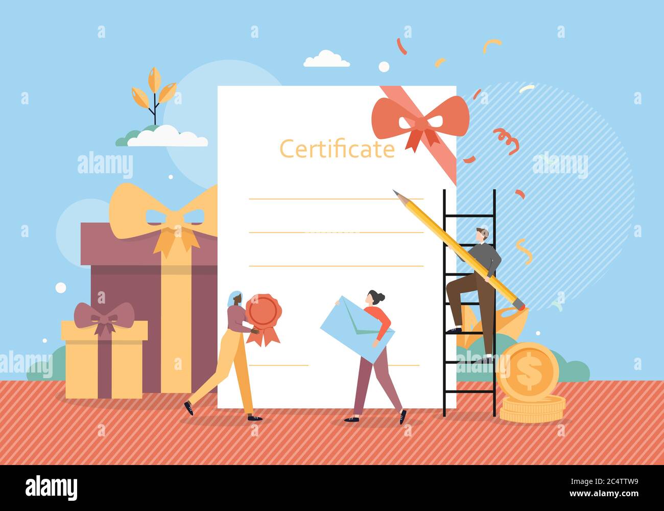 Gift certificate concept vector flat style design illustration Stock ...