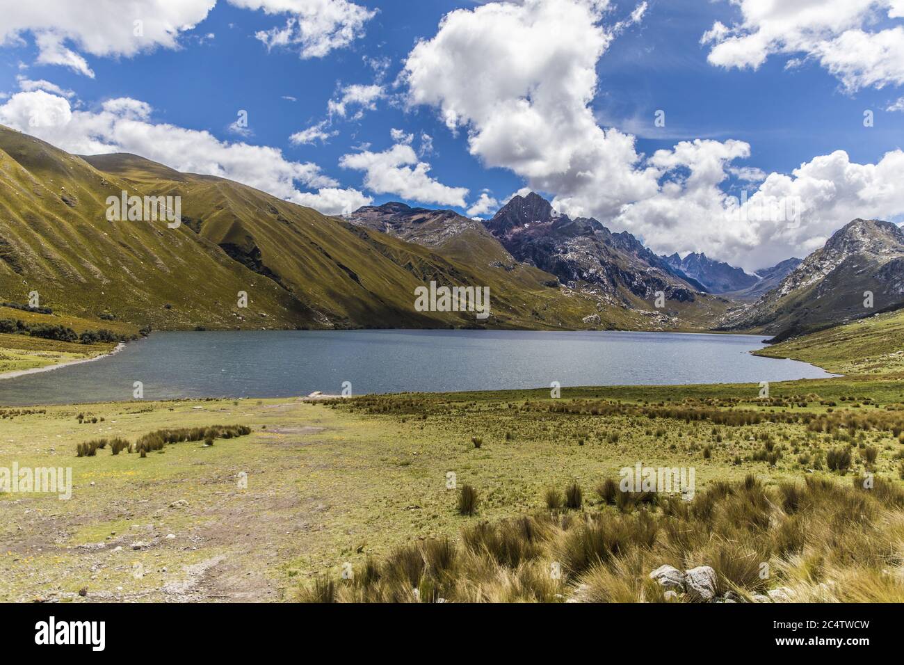 Scenic view of Lake Querococha in Peru - perfect for wallpaper Stock ...