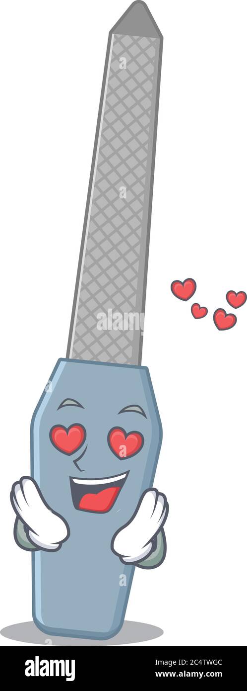 A passionate nail file cartoon mascot concept has a falling in love ...