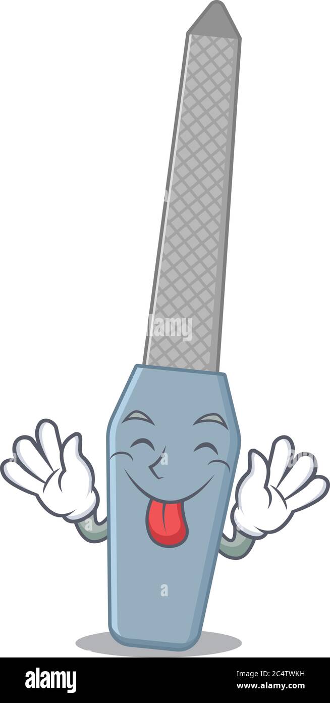 amusing nail file cartoon picture style with tongue out face Stock ...