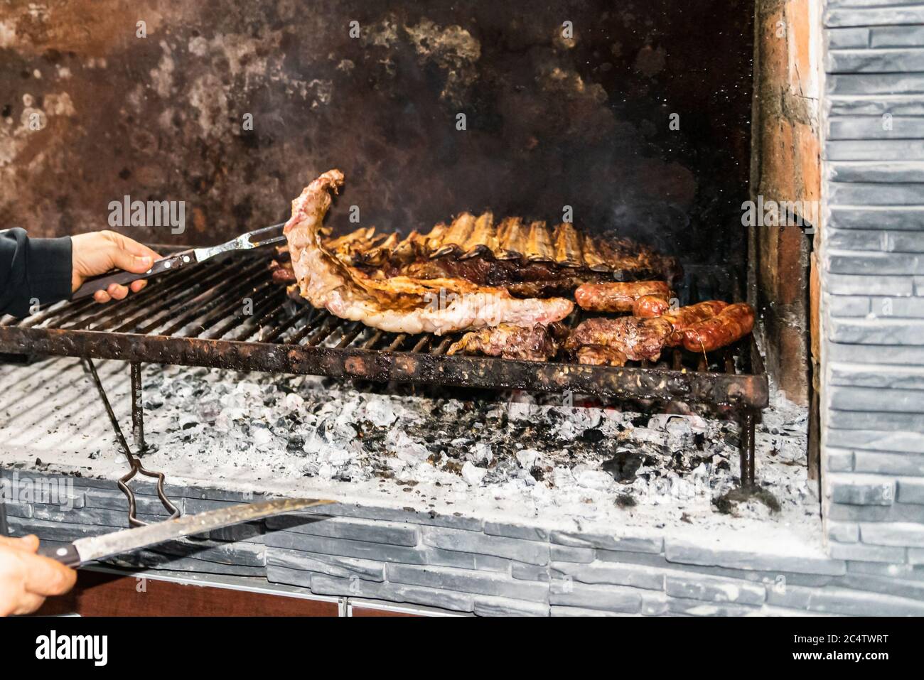 "Parrillada" Argentine barbecue make on live coal (no flame), beef ...