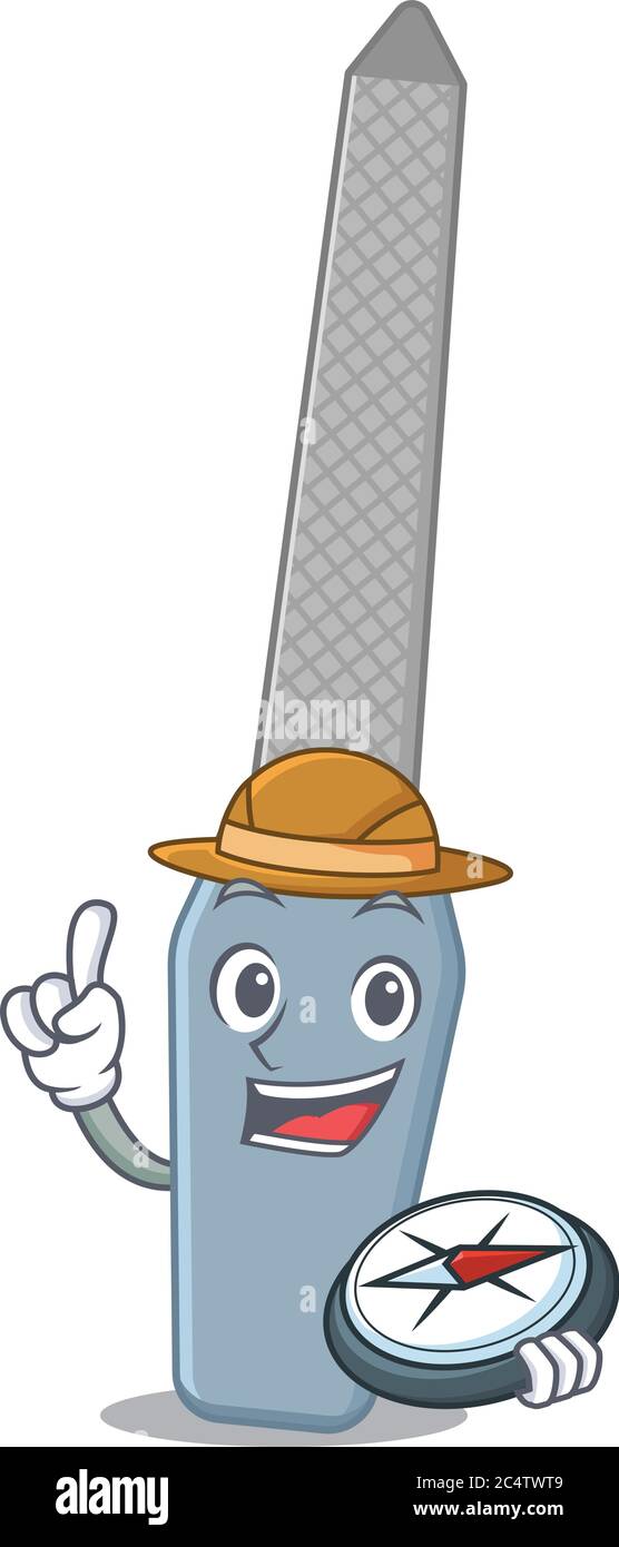 Nail file mascot design style of explorer using a compass during the ...