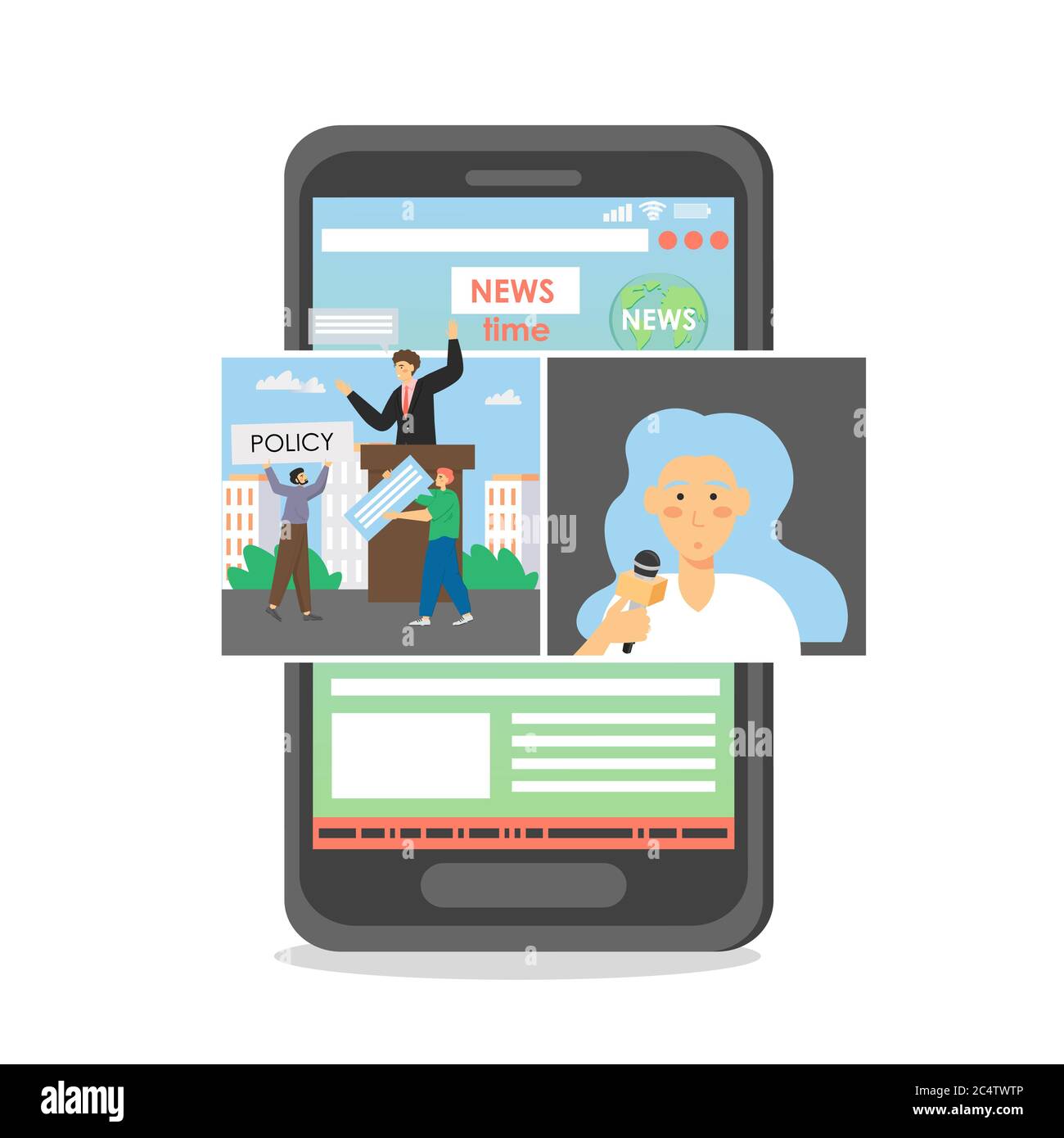 Political news online, vector flat style design illustration Stock ...