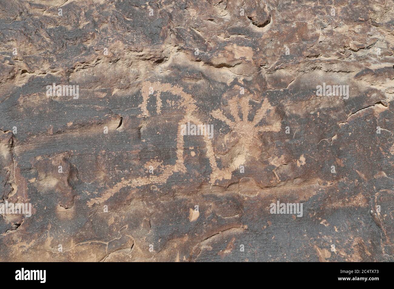 Ancient Native American Indian rock art petroglyph draw Utah 1480. Nine ...