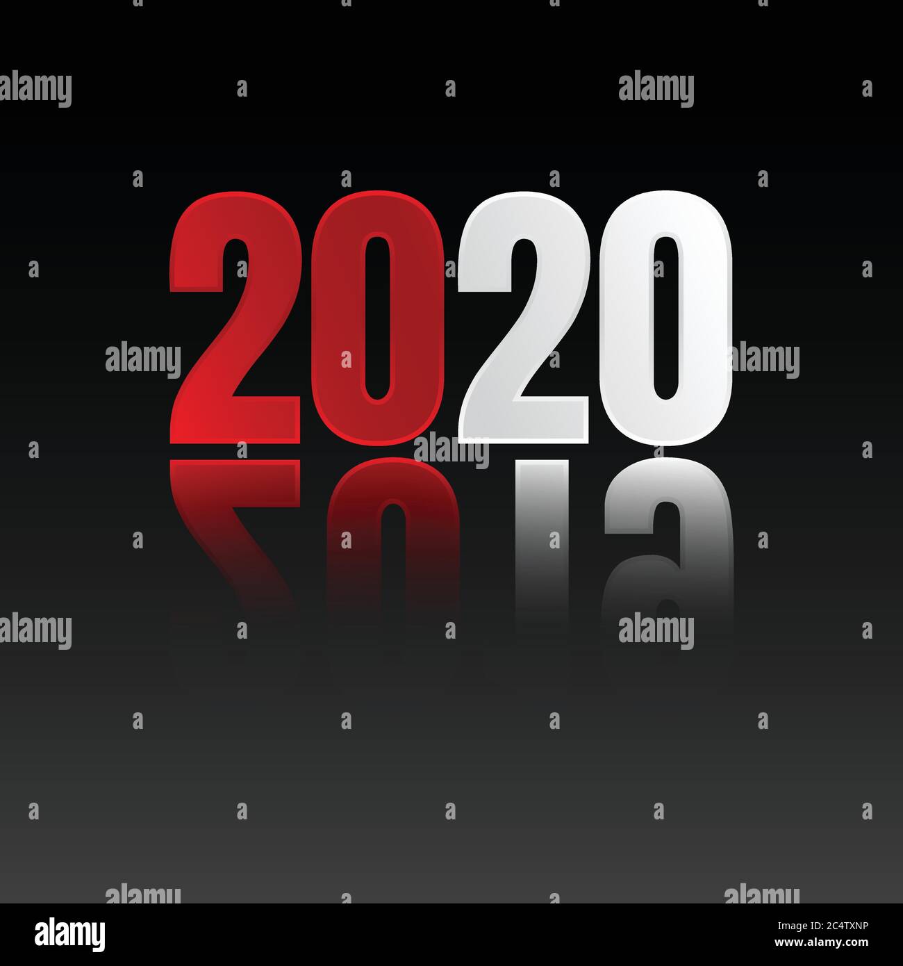 Red and white 2020 change 2019 symbol text. Background or poster design ...