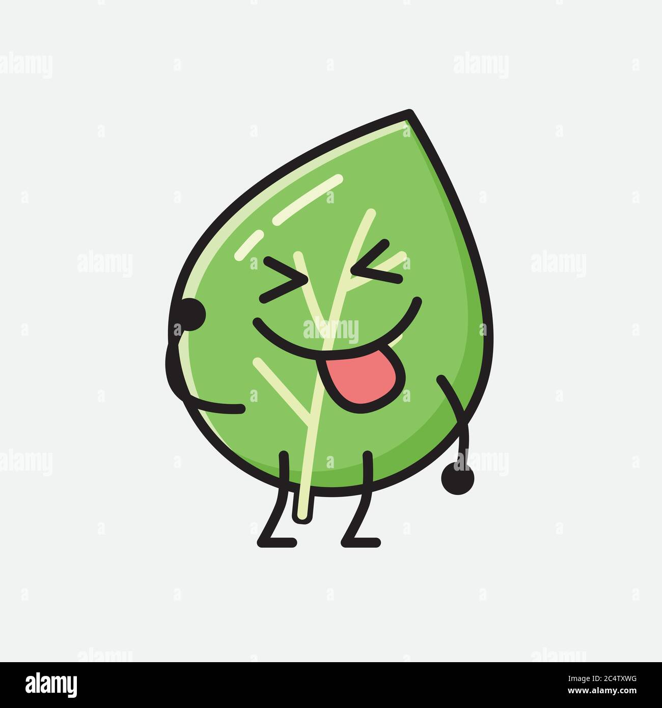 An illustration of Cute Leaf Mascot Vector Character in Flat Design ...